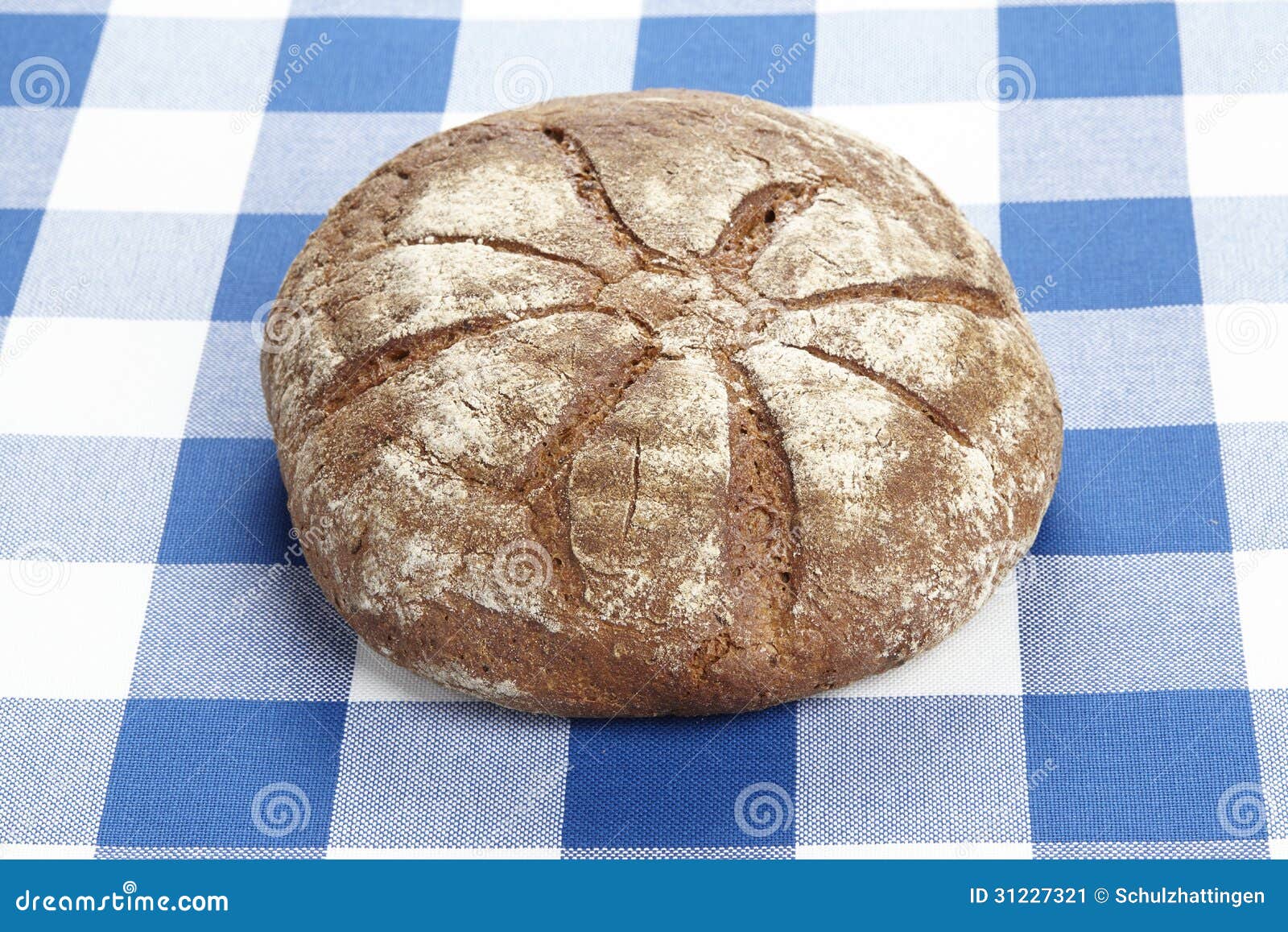 Bread on a Checkered Tablecloth Stock Image - Image of nutrition, basic ...
