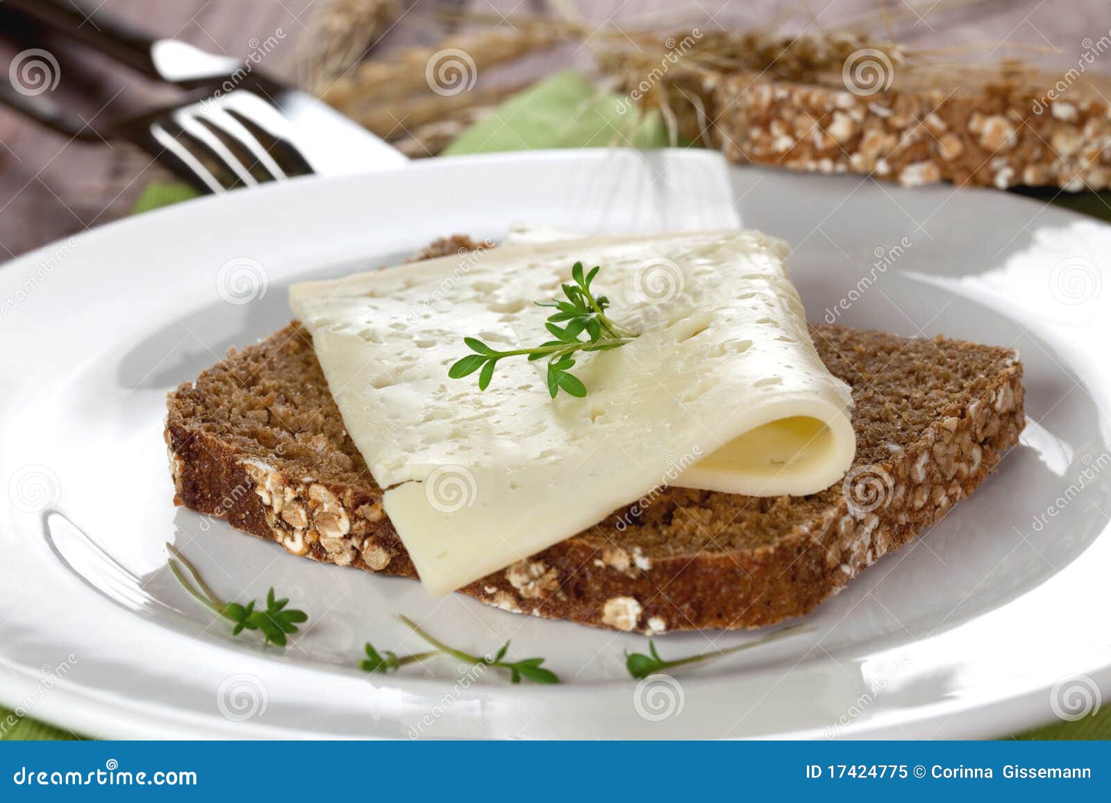 Bread with cheese stock image. Image of plate, food, fresh - 17424775