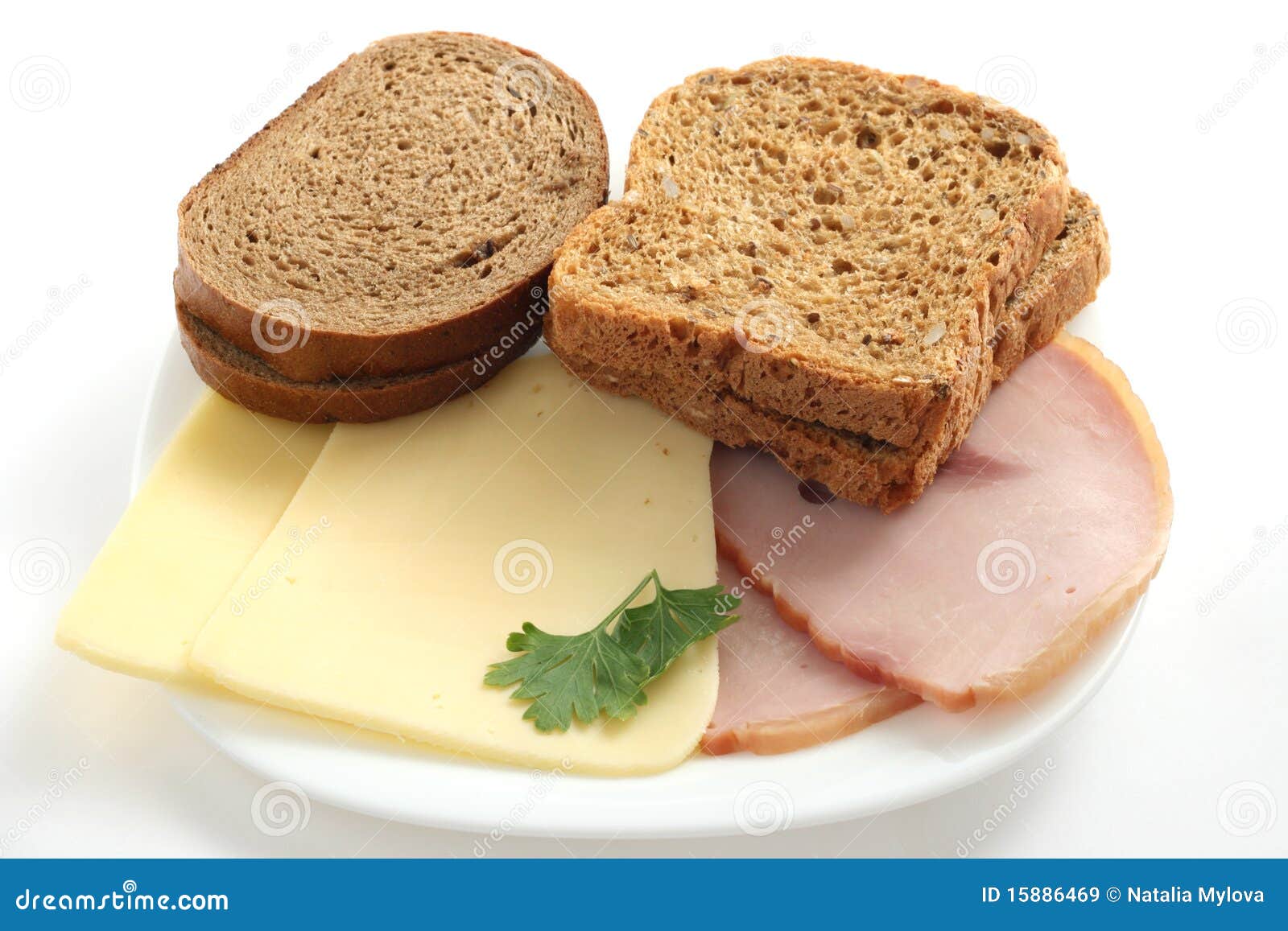 Bread with cheese and ham stock image. Image of bread - 15886469