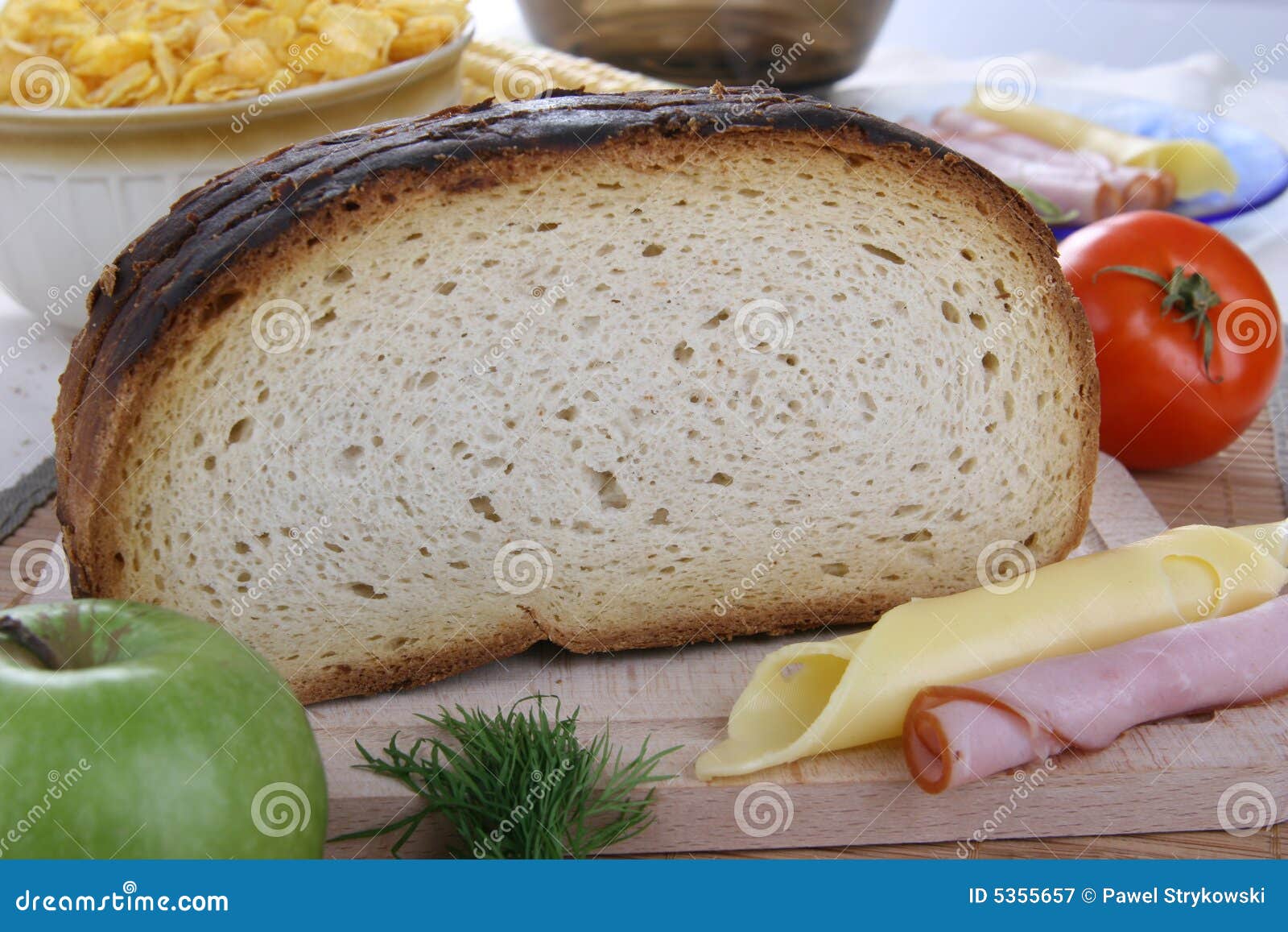 Bread with cheese and ham stock image. Image of crisp - 5355657