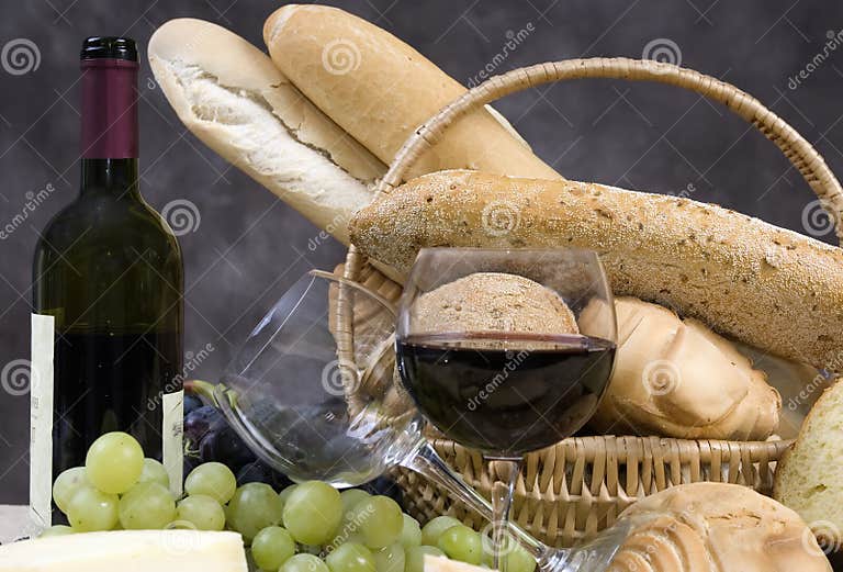 Bread Cheese and Wine 4 stock image. Image of clump, alcohol - 1325751
