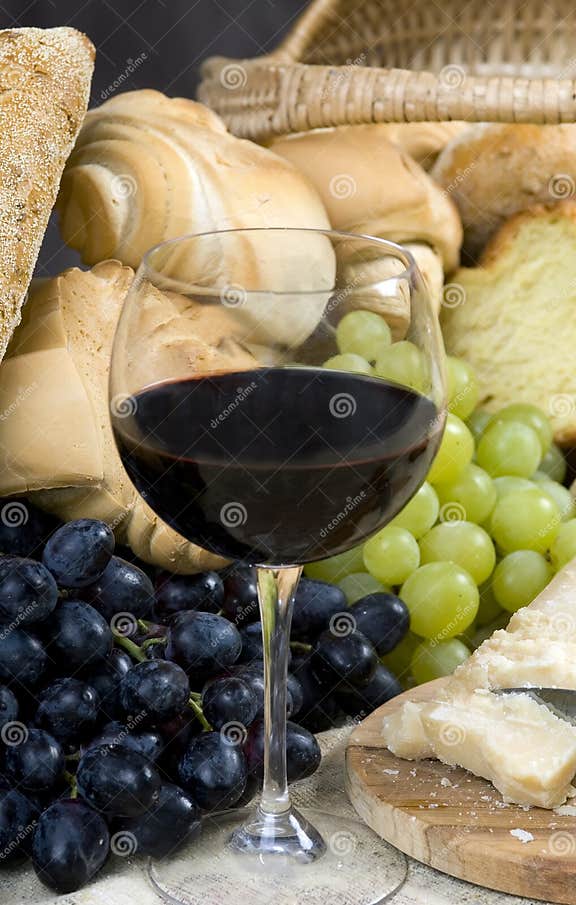 Bread Cheese and Wine 8 stock photo. Image of grape, grated - 1326108