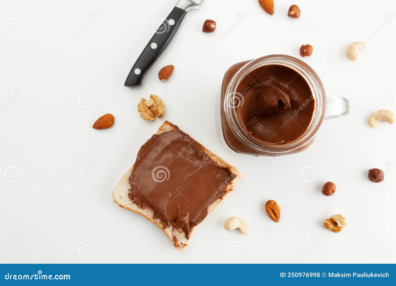 Bread with Chocolate Paste. a Jar of Chocolate Paste Stock Photo ...