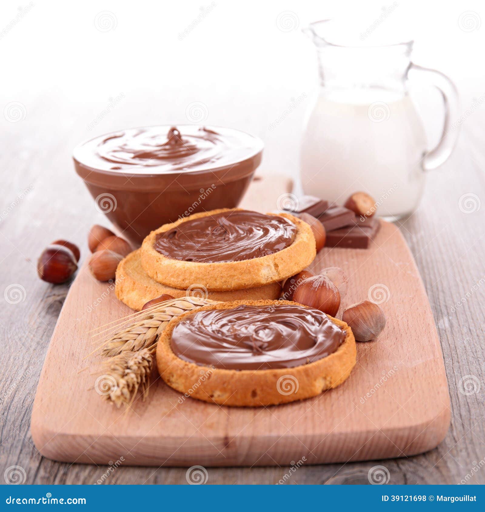 Bread and chocolate spread stock photo. Image of food - 39121698