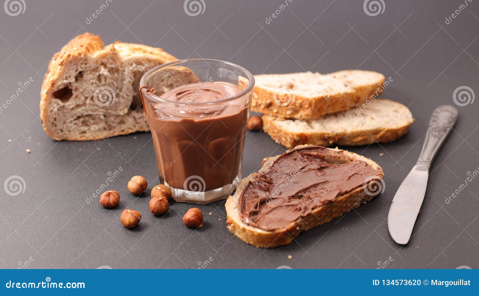 Bread with Chocolate Spread Stock Photo - Image of nutella, baguette ...