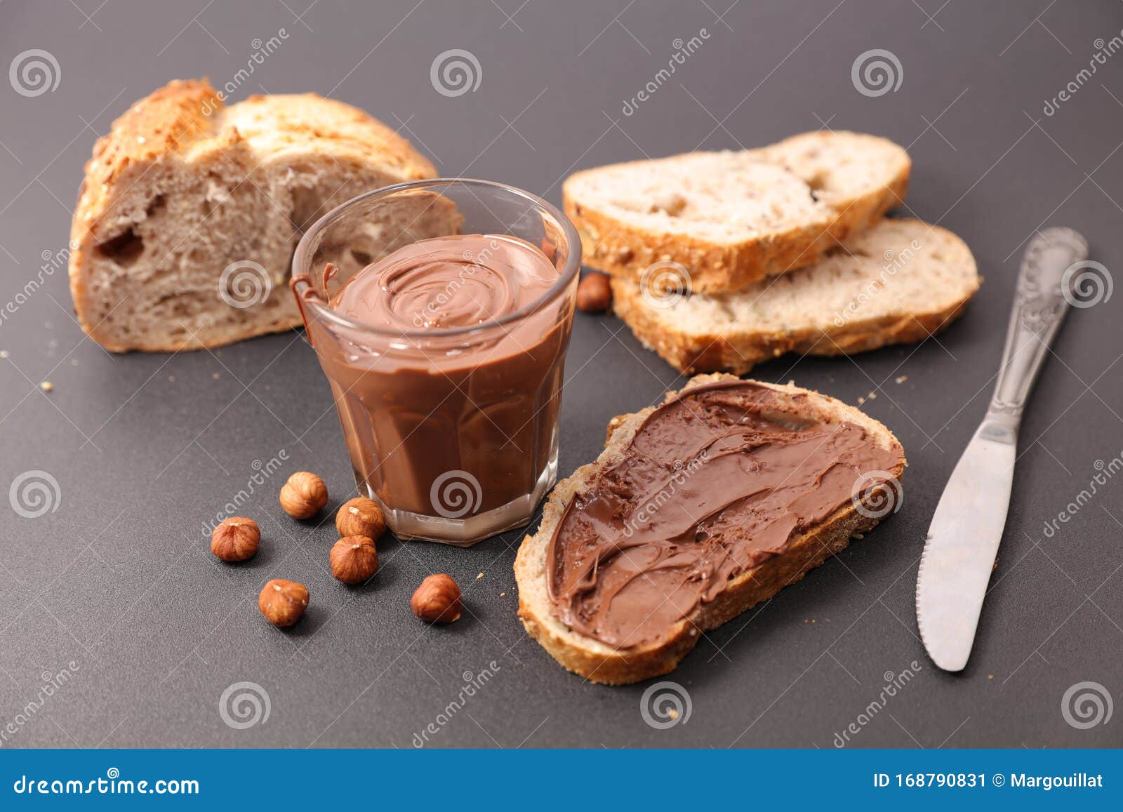 Bread with Chocolate Spread Stock Image - Image of baguette, delicious ...