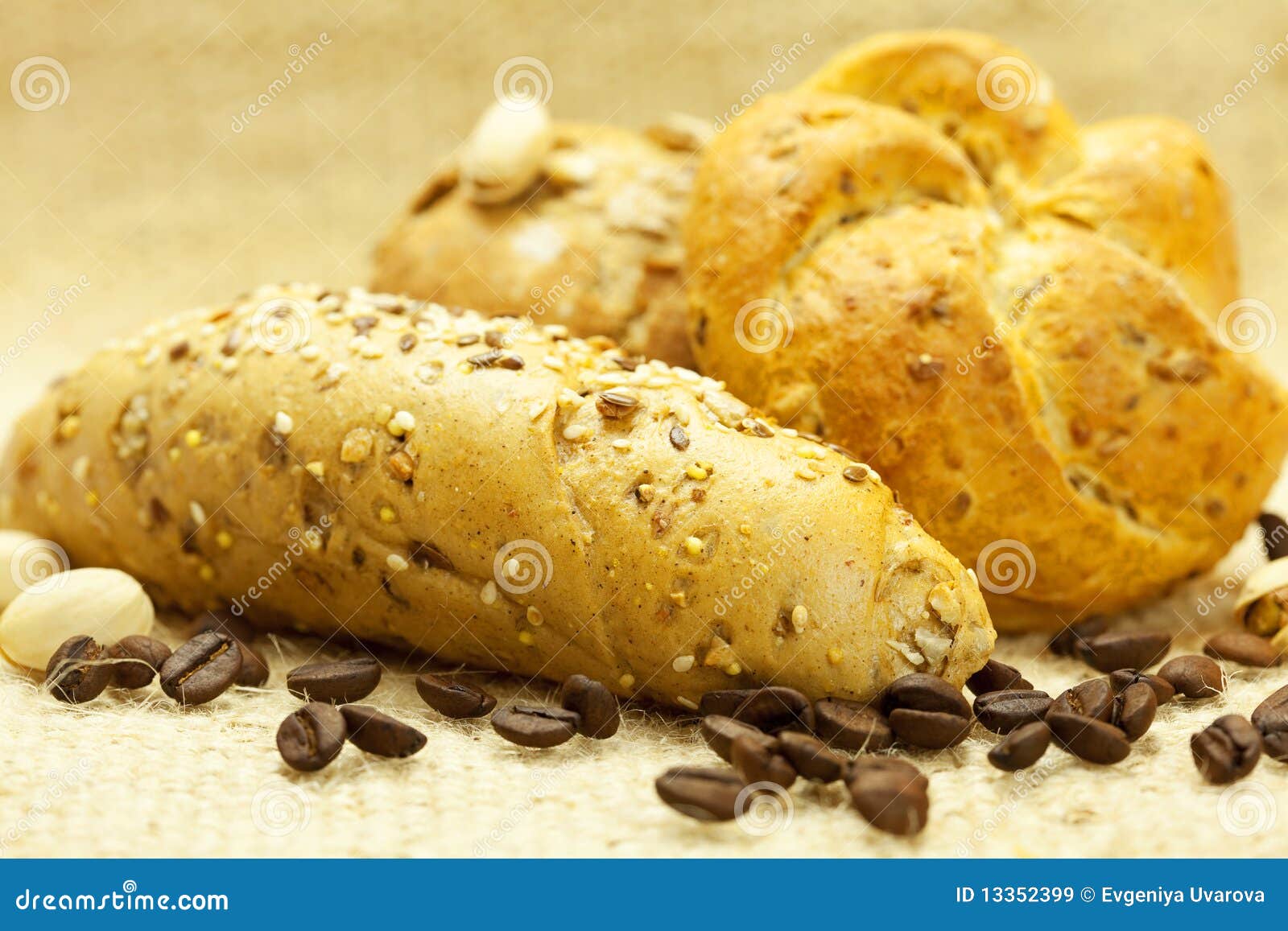 Bread and coffee stock image. Image of beans, bakery - 13352399