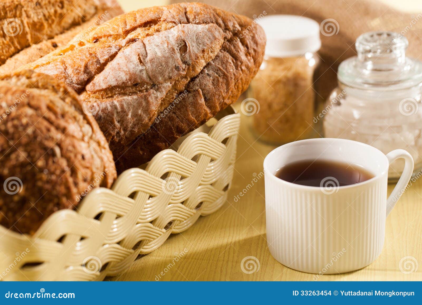Bread and coffee stock photo. Image of breakfast, beans - 33263454