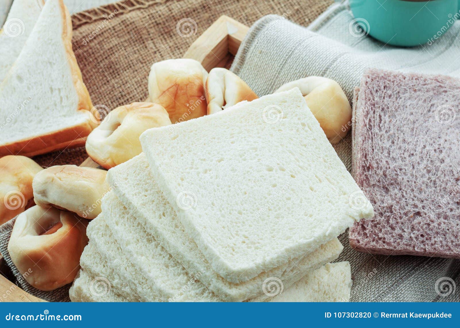Bread and Coffee Cup on Table. Stock Photo - Image of background ...