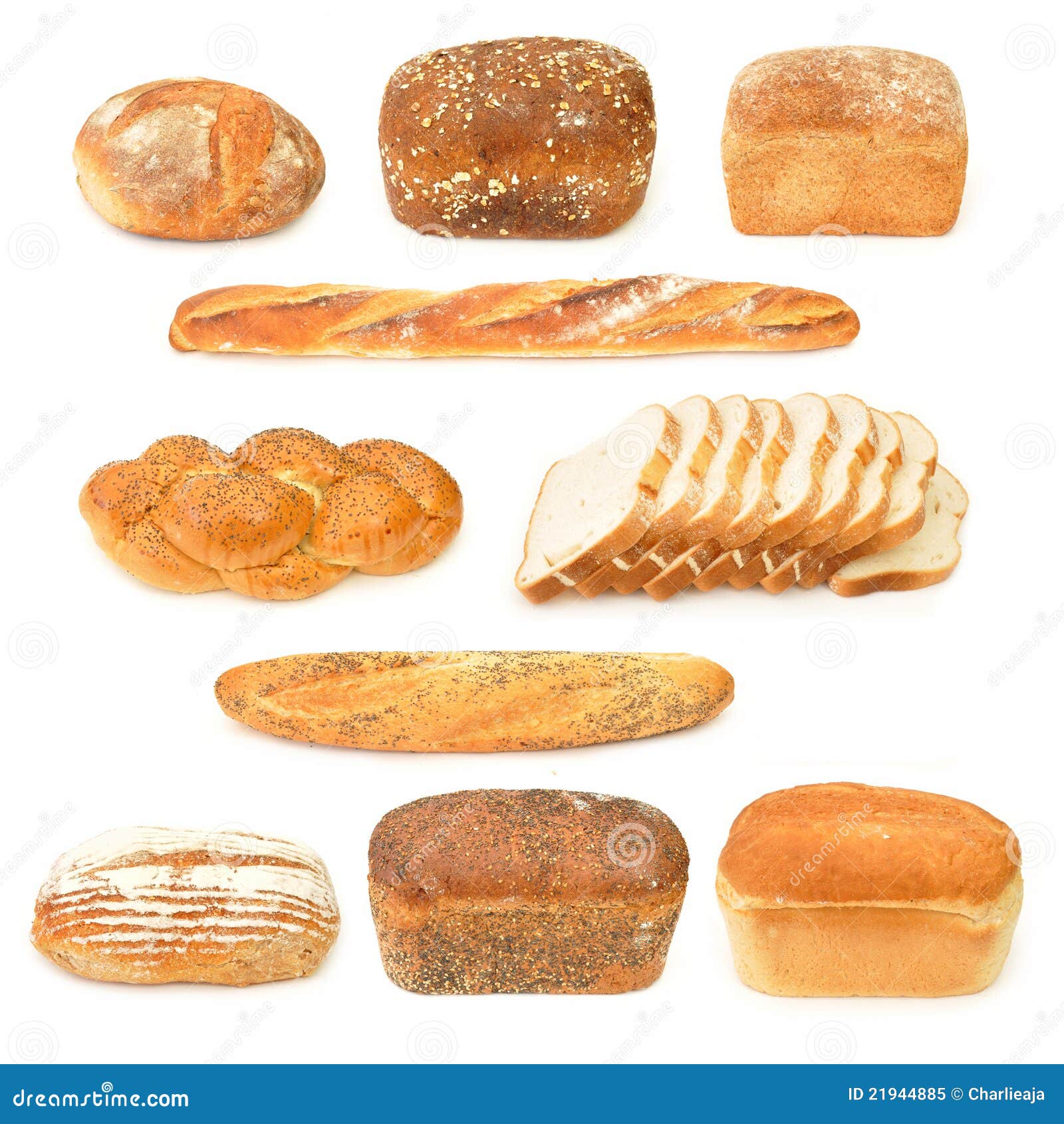 Bread collection stock image. Image of white, food, brown - 21944885