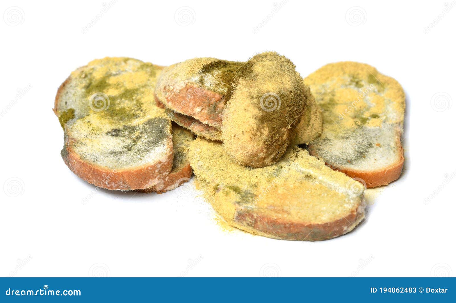 Bread Covered with Mildew, Pile of Spoiled Bread Stock Image - Image of ...