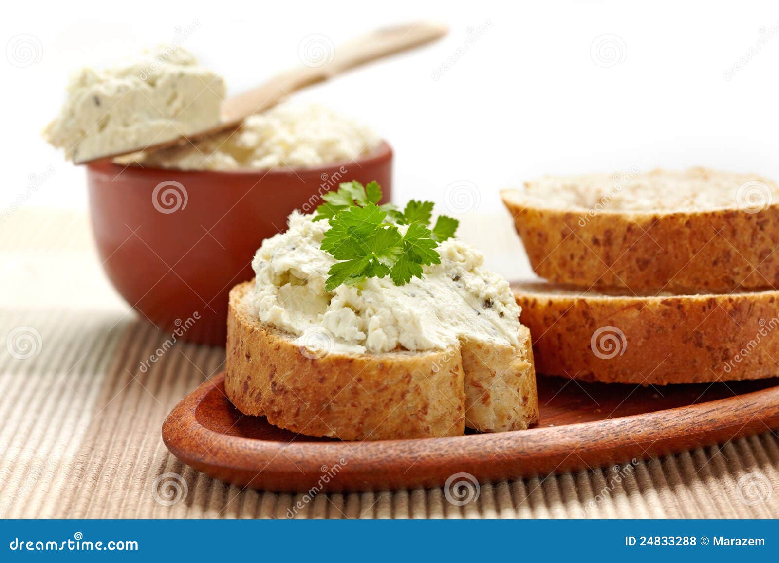 Bread with cream cheese stock photo. Image of closeup - 24833288