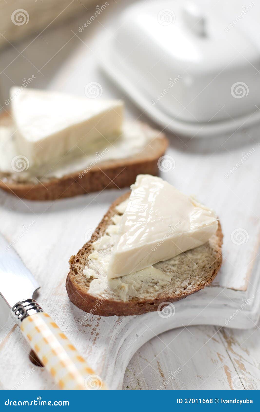 Bread with cream cheese stock photo. Image of creamy - 27011668
