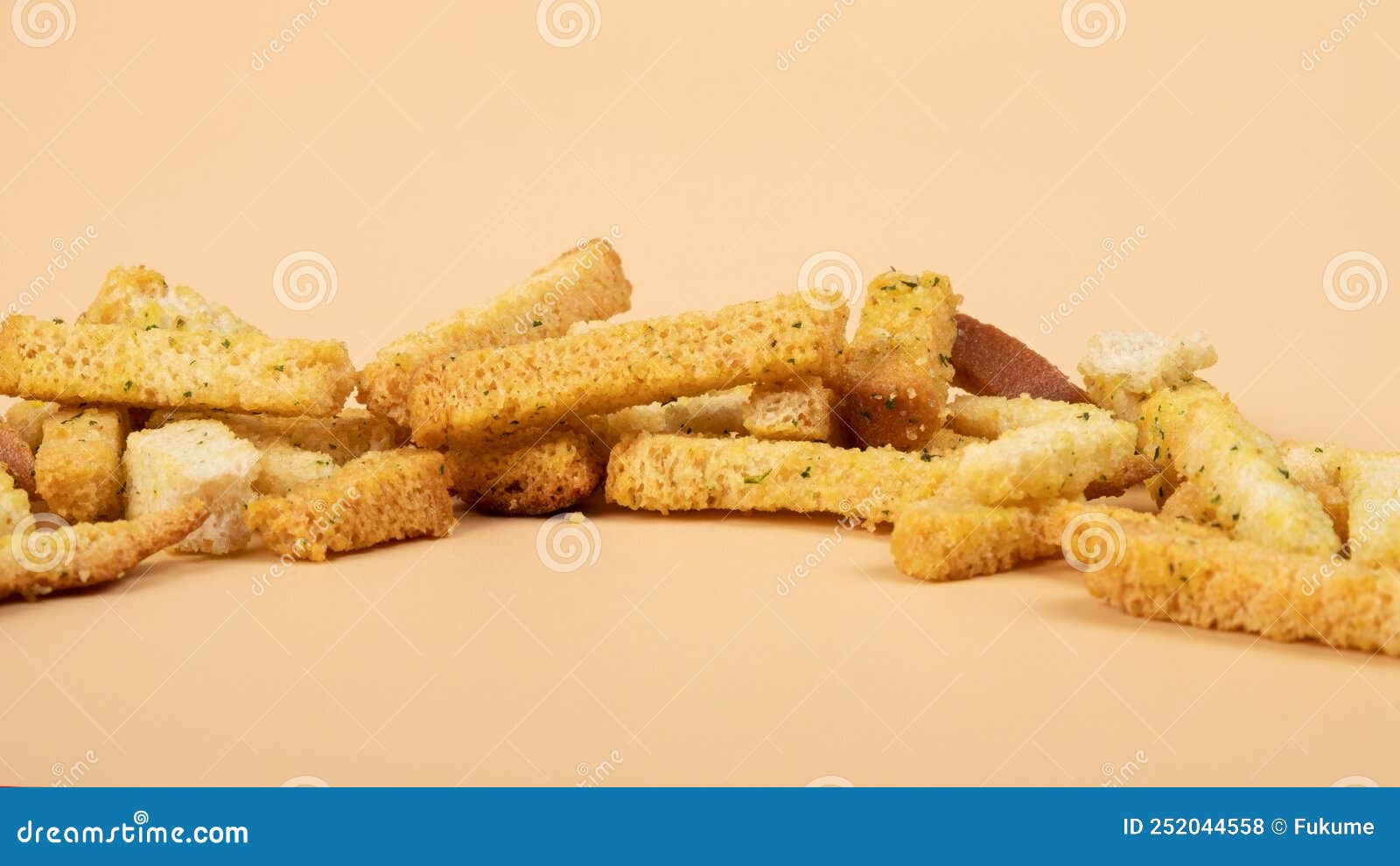 Bread Croutons Closeup, Beer Snacks on Beige Background Stock Photo ...