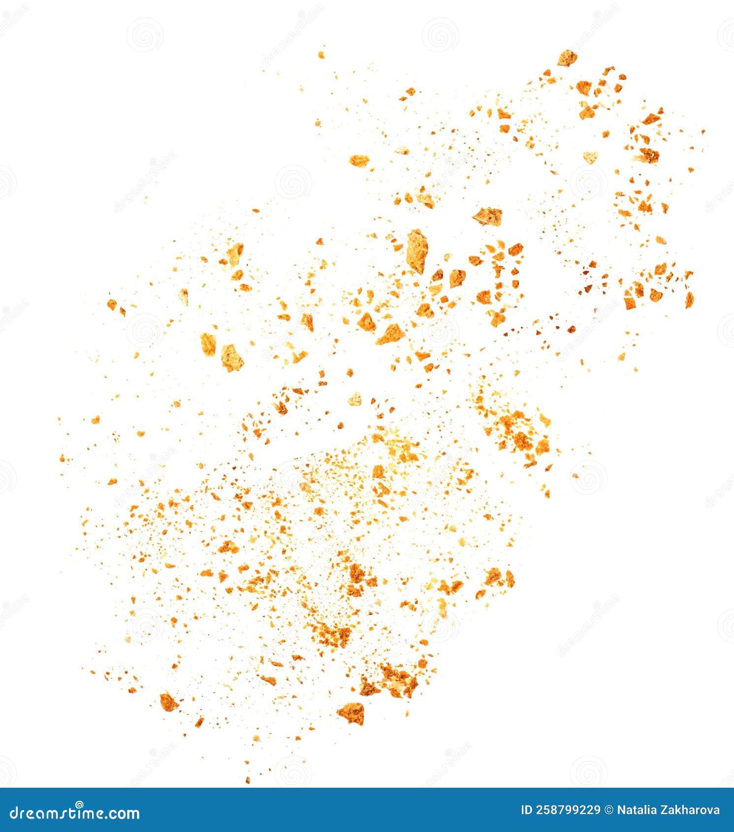 Bread Crumbs Isolated on White Background. Splash of Crumbs Top View ...