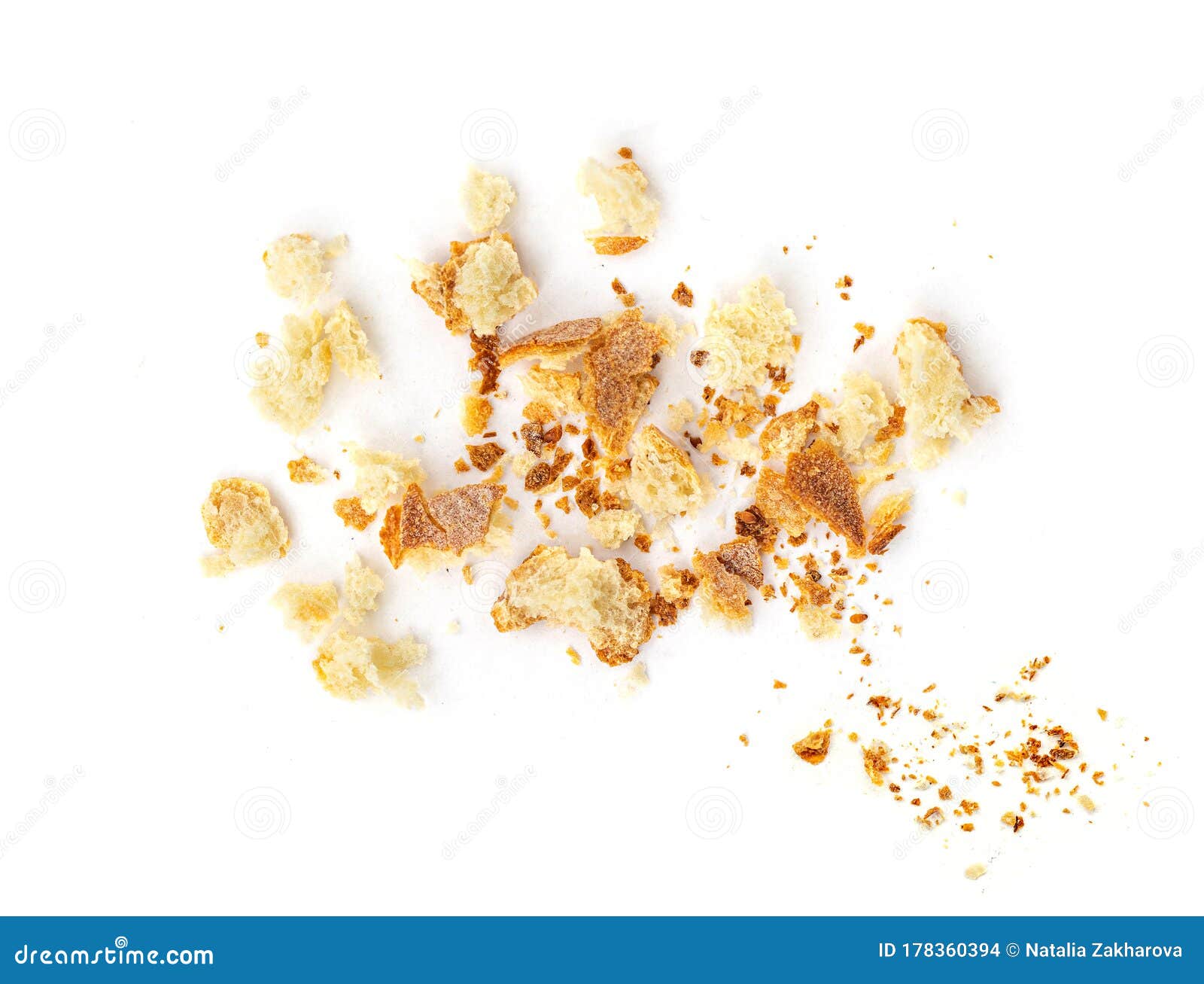 Bread Crumbs Isolated On White Background. Top View Stock Photo - Image ...
