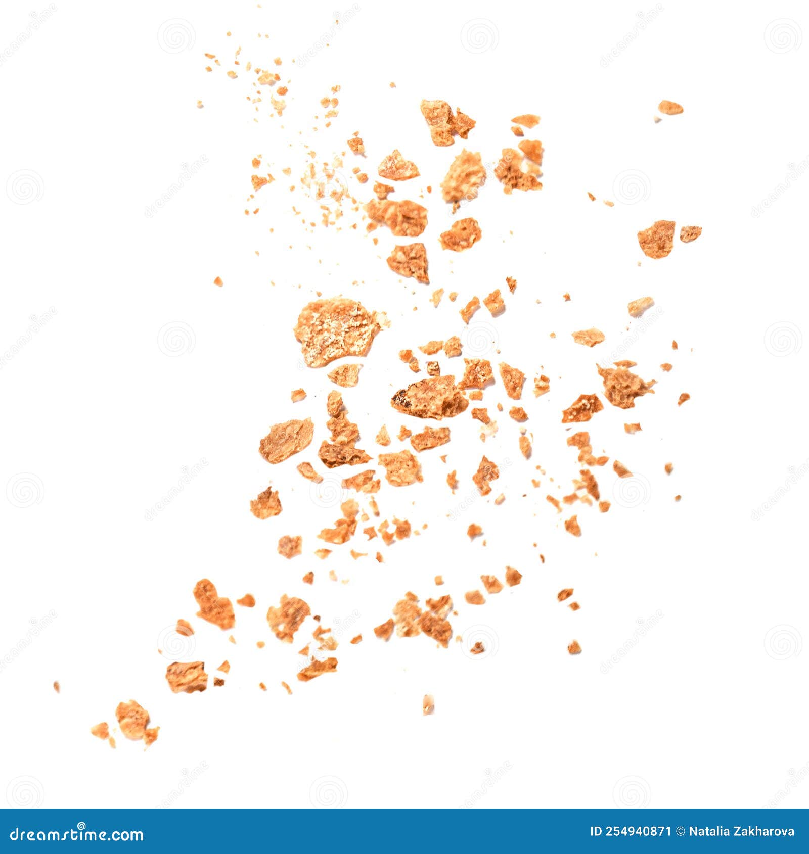 Bread Crumbs Isolated on White Background. Top View. Flat Lay Stock ...