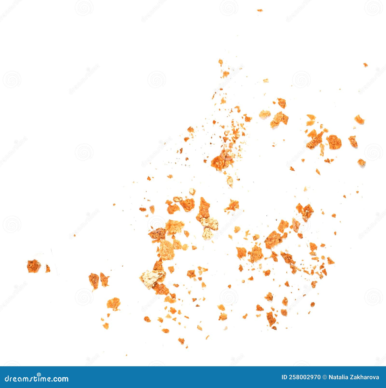 Bread Crumbs Macro Isolated on White Background. Splash of Crumbs Top ...