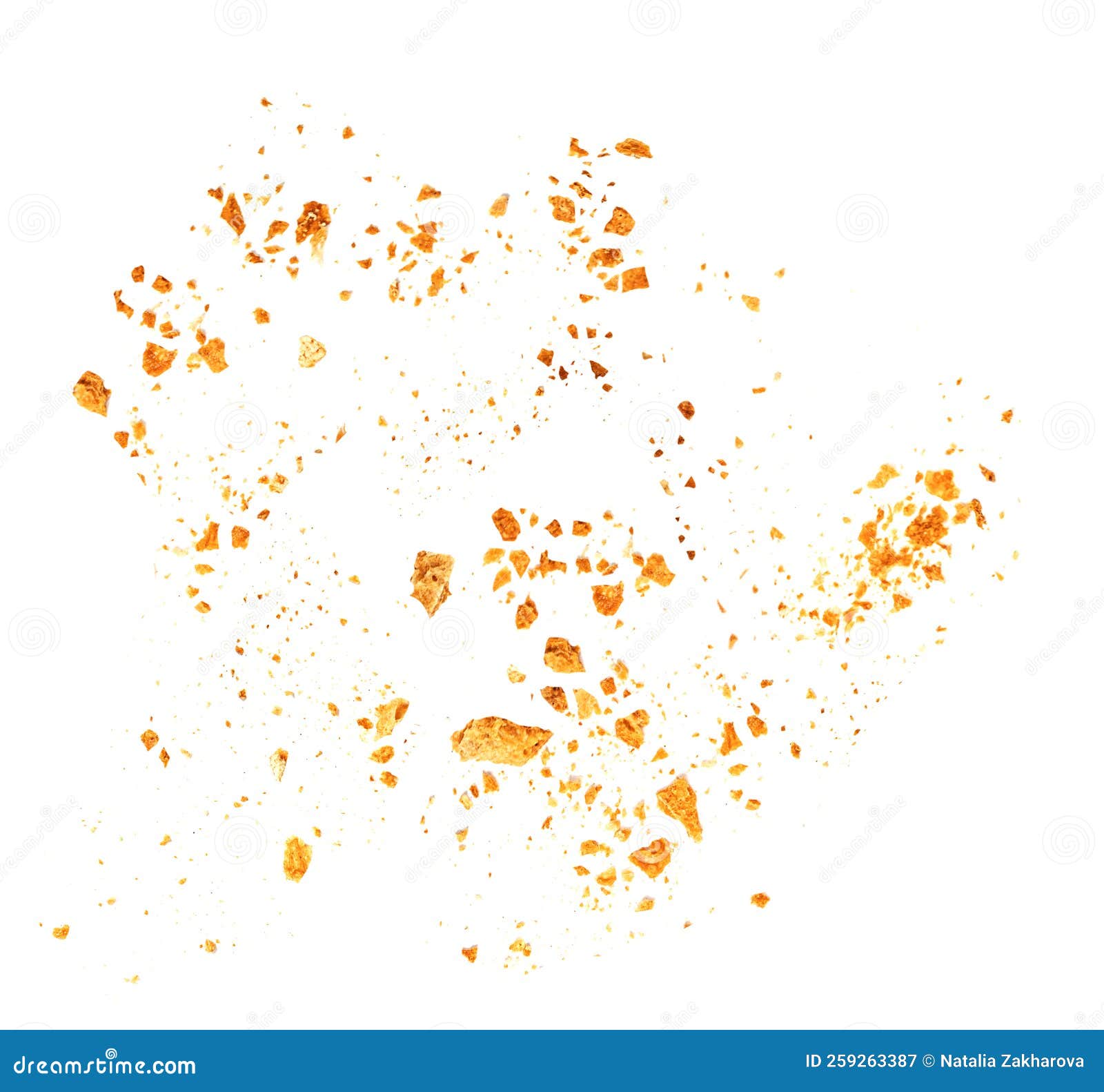 Bread Crumbs Macro Isolated on White Background. Splash of Crumbs Top ...