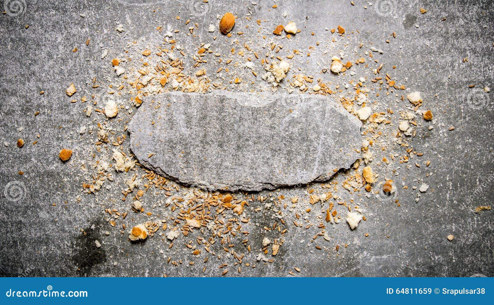 Bread Crumbs and a Stone Stand. Free Space for Text . Stock Image ...
