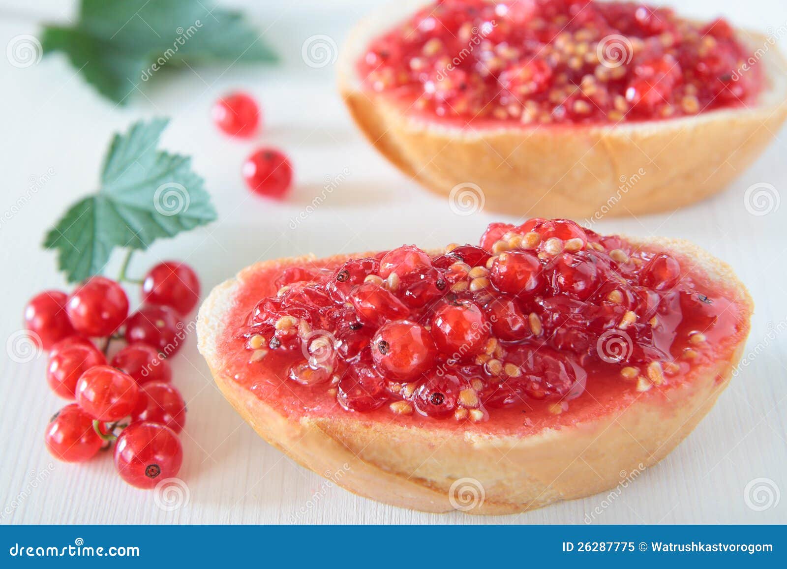 Bread with Crushed Red Currant Stock Image - Image of berry, green ...