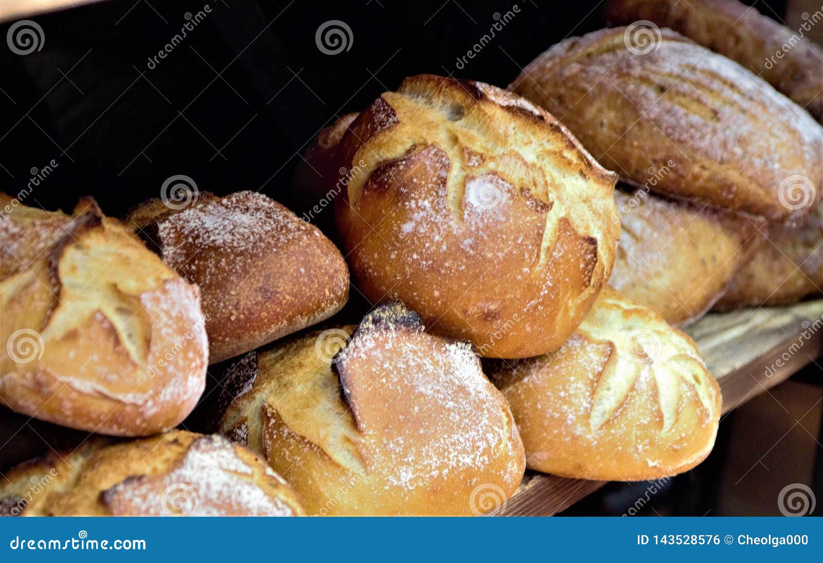 Bread Crusty on the Bakery Countern Stock Photo - Image of homemade ...