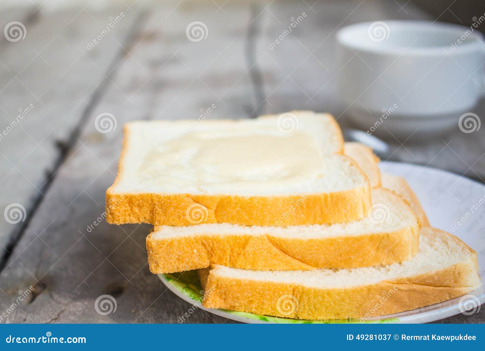 Bread and a Cup on the Wooden Stock Image - Image of dessert, bread ...