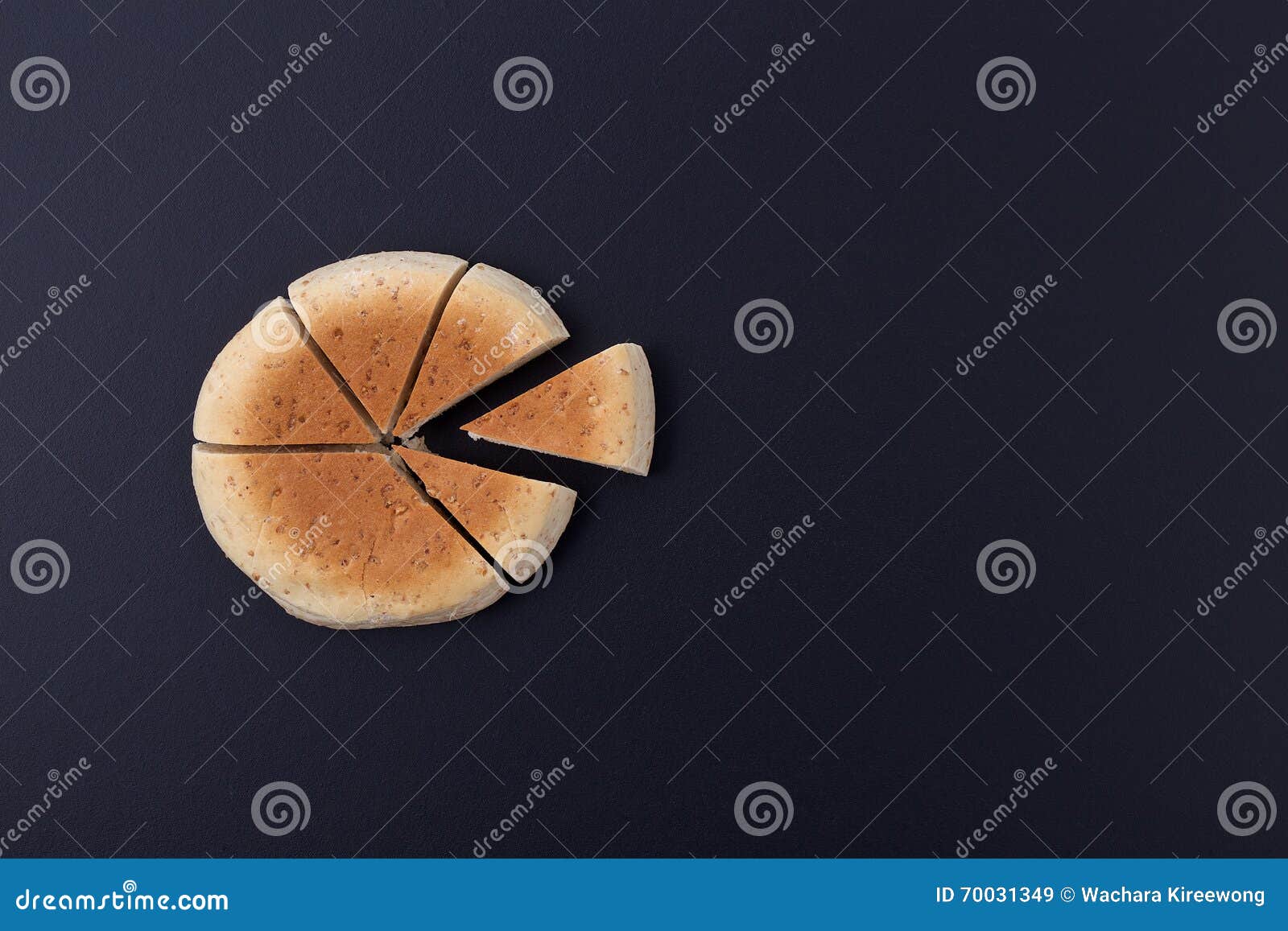 Bread Cutting in the Shape of Pie Chart on Back Board. Stock Image ...