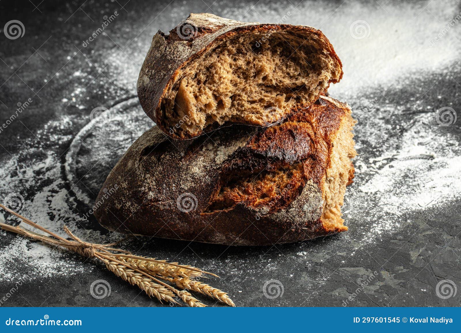 Bread on a Dark Background. Menu, Recipe Mock Up, Banner. Copy Space ...