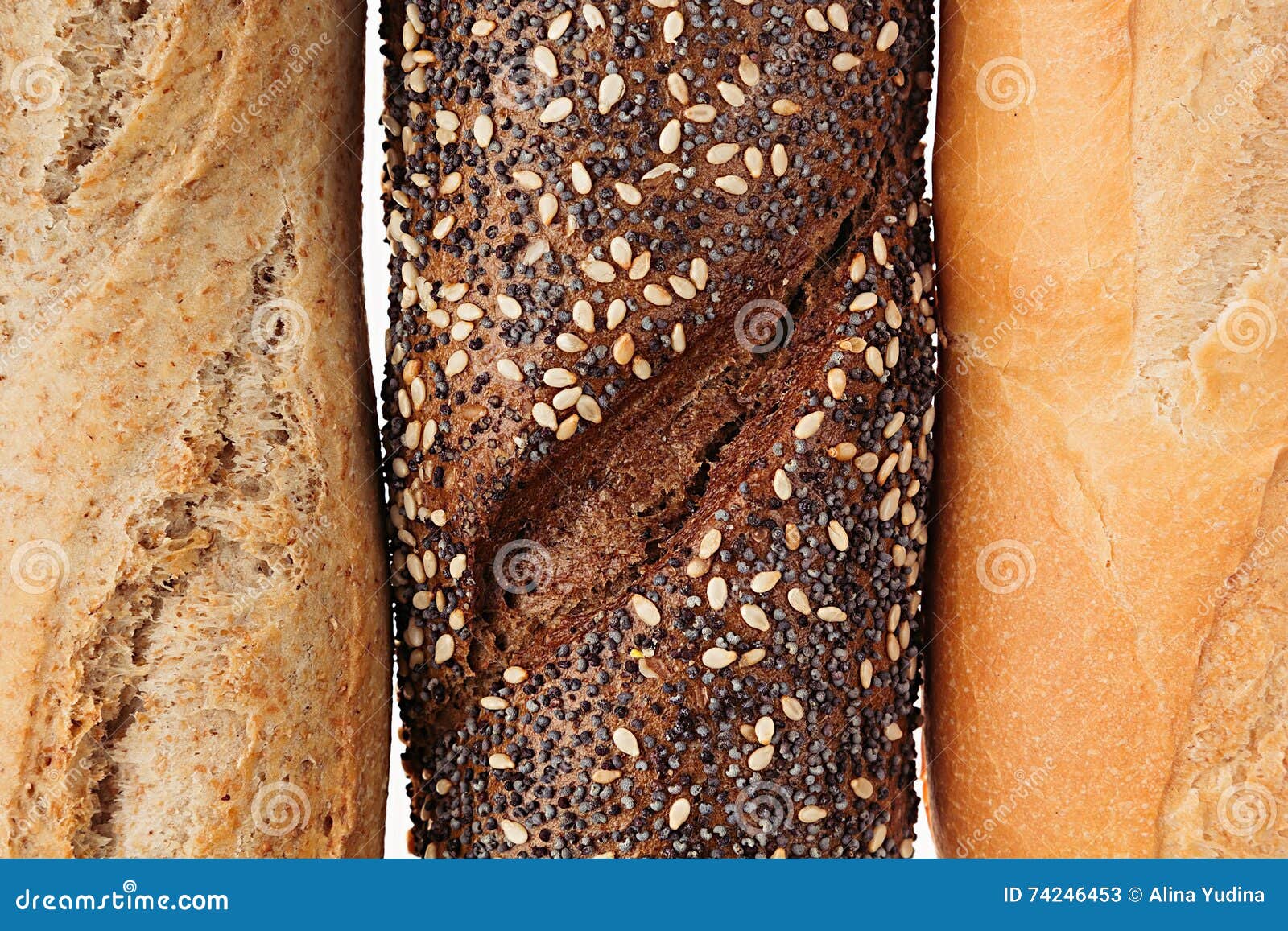 Bread of Different Varieties View from Above. Rye, Wheat and Whole ...