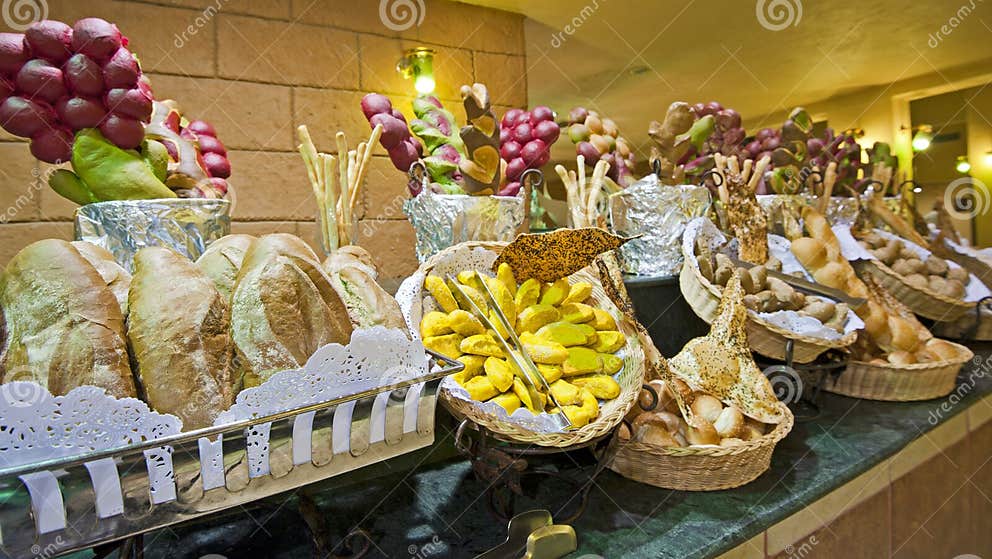 Bread Display at a Hotel Buffet Stock Photo - Image of buffet ...