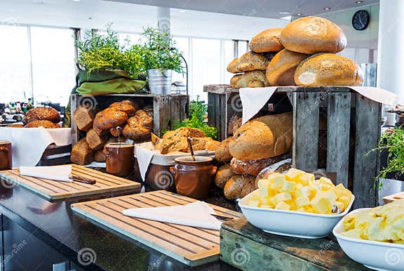 Bread Display at a Hotel Buffet Stock Photo - Image of display, buffet ...