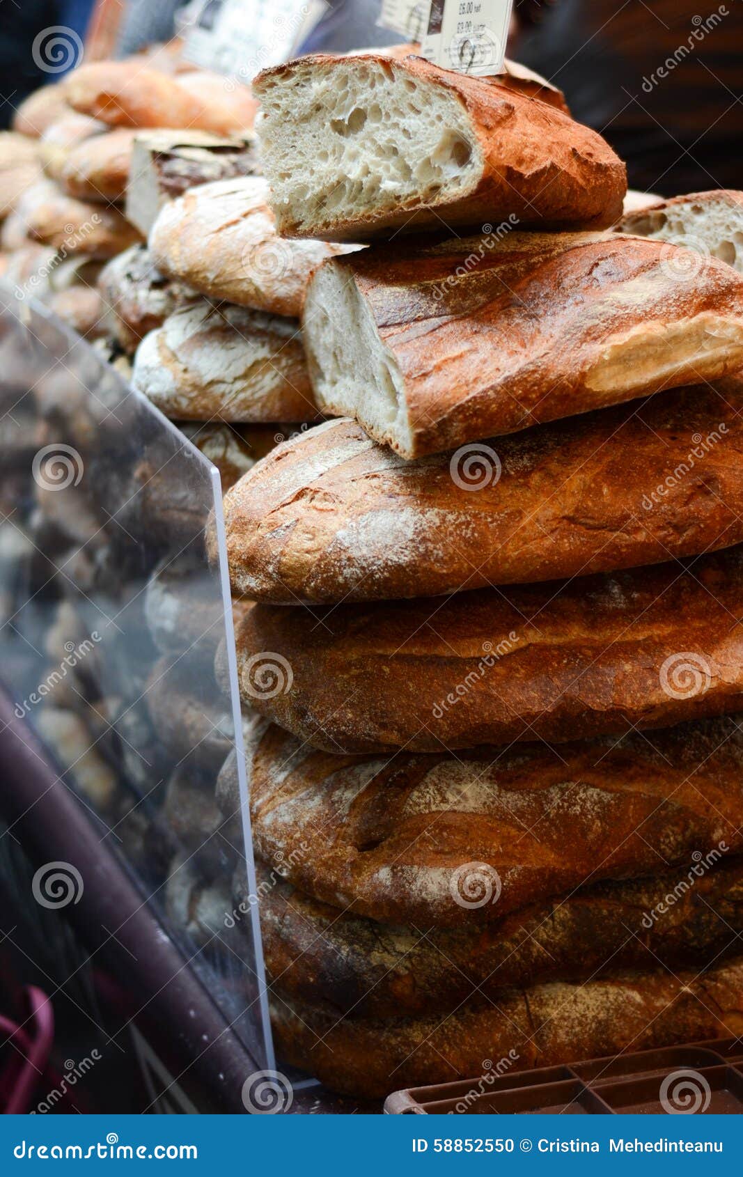 Bread on Display at the Market Stock Photo - Image of cooking, outside ...