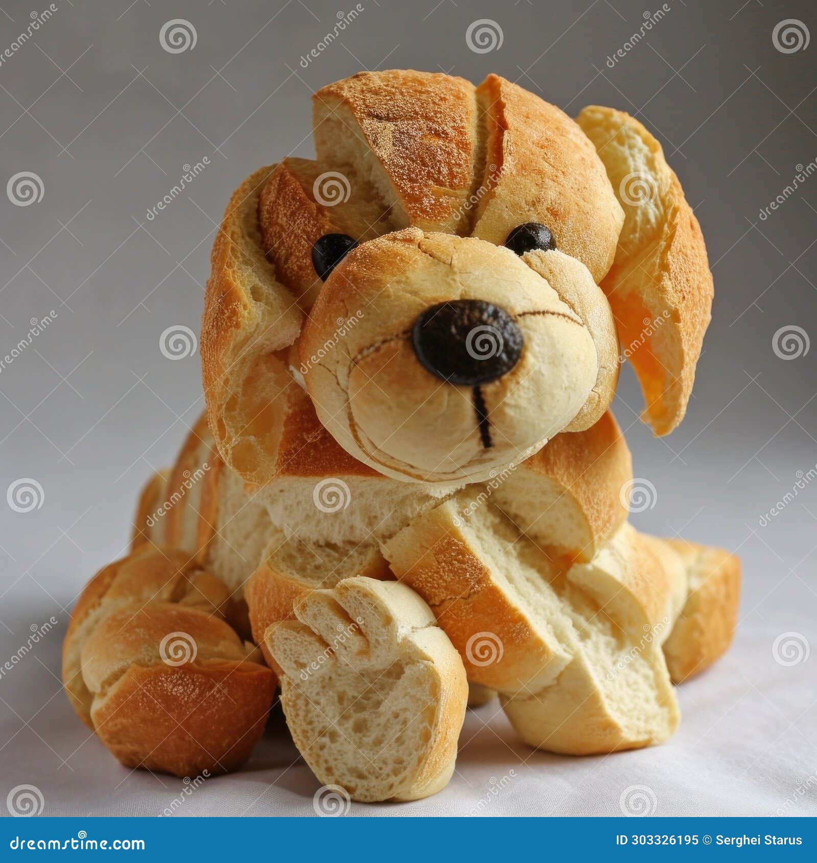 A Bread Dog Made of Dough is Sitting on a Table, AI Stock Image - Image ...
