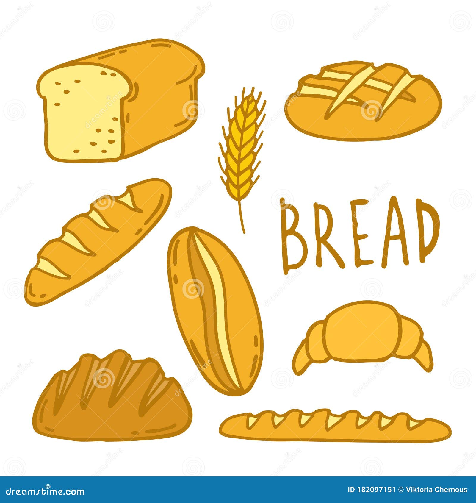 Bread doodle icon stock illustration. Illustration of diet - 182097151