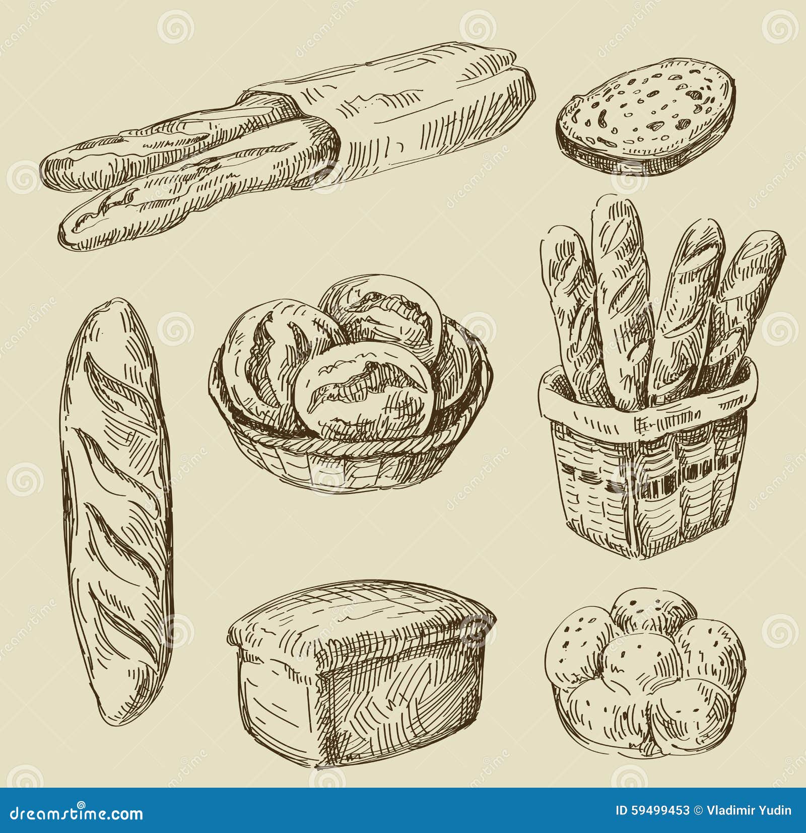 Bread doodle stock vector. Illustration of icon, decorative - 59499453