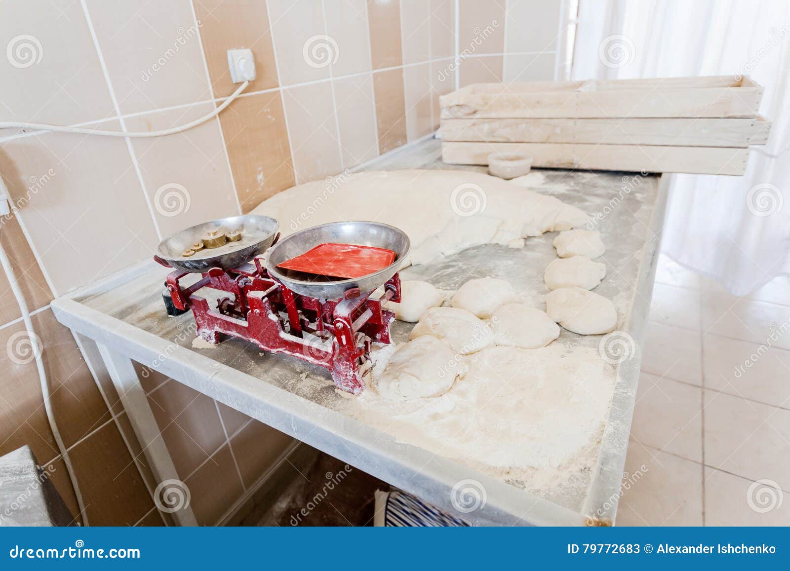 Bread dough in bakery stock image. Image of food, small - 79772683