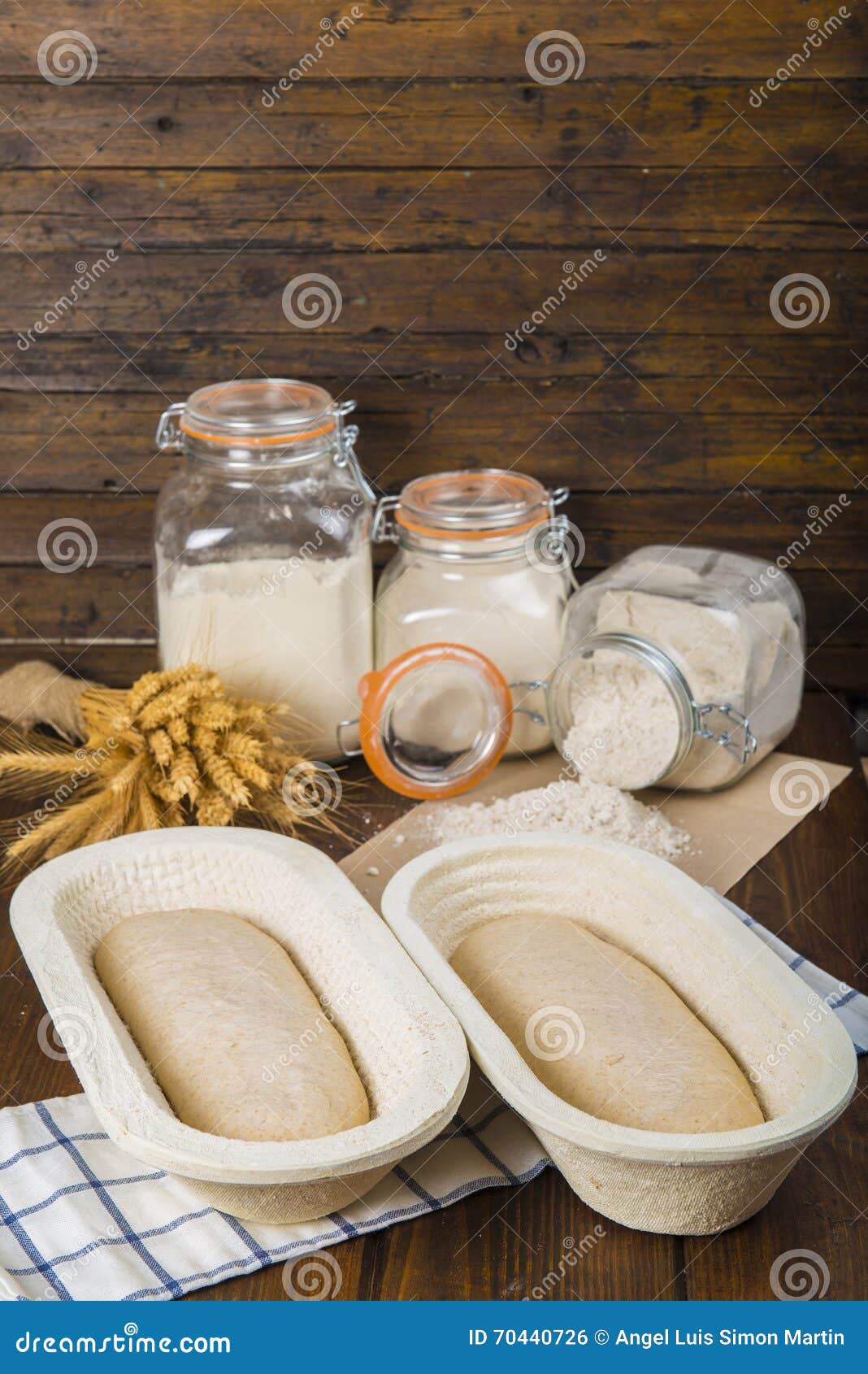 Bread Dough in the Fermentation Basket Stock Photo - Image of table ...