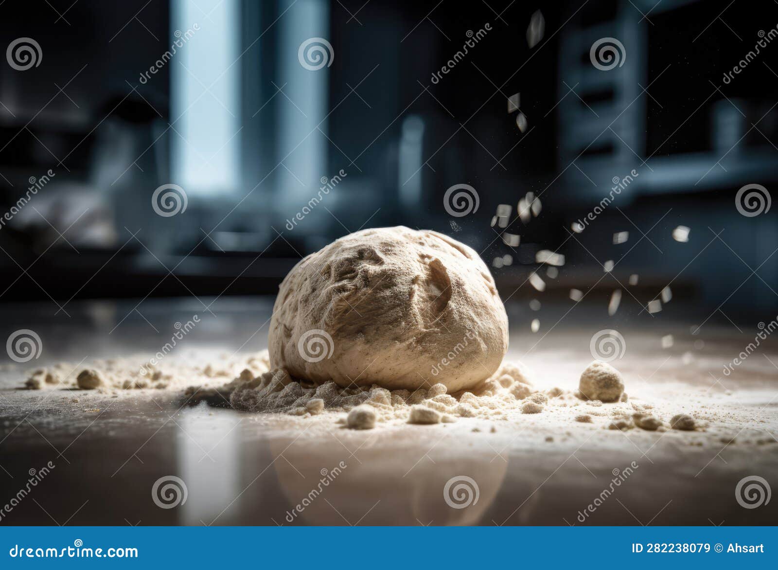 Bread Dough on the Kitchen Counter. Freshly Kneaded Sourdough in ...