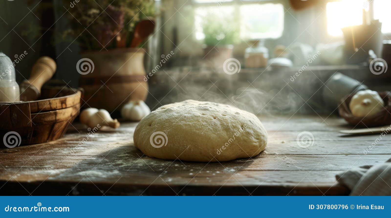 Bread Dough on Table with Natural Light Stock Photo - Image of ...