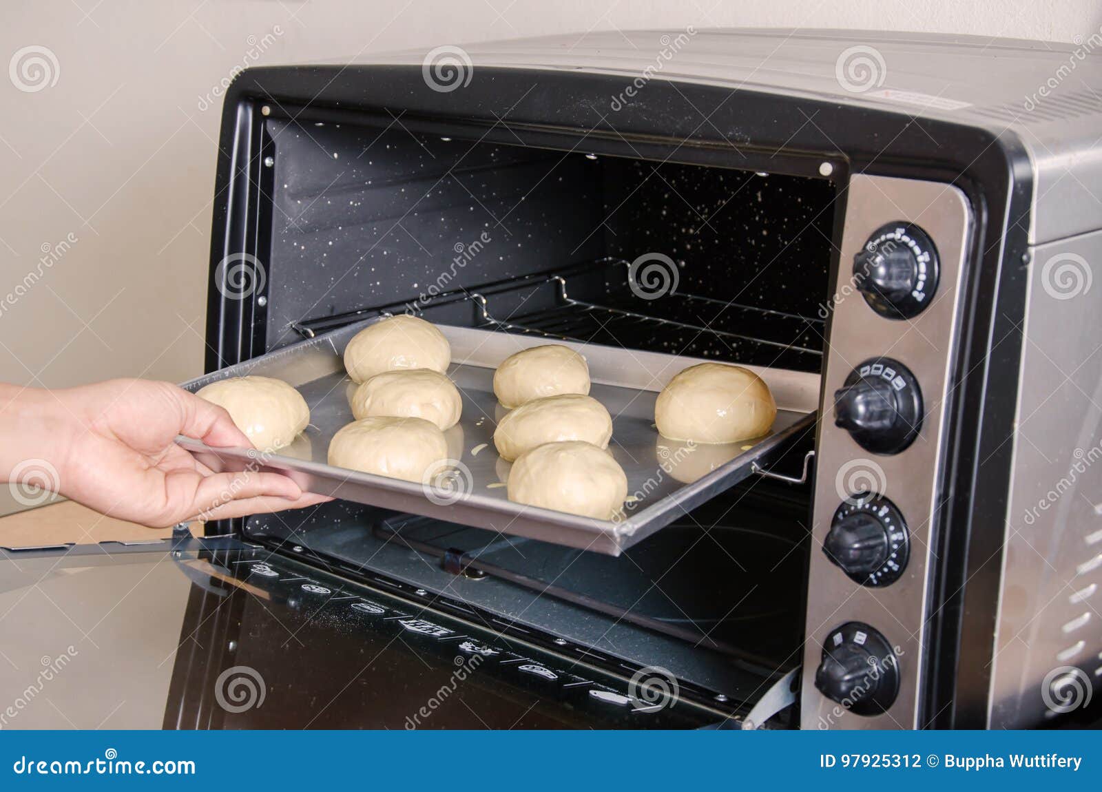 Bread Dough on Tray Prepare for Bake in Oven Stock Photo - Image of ...