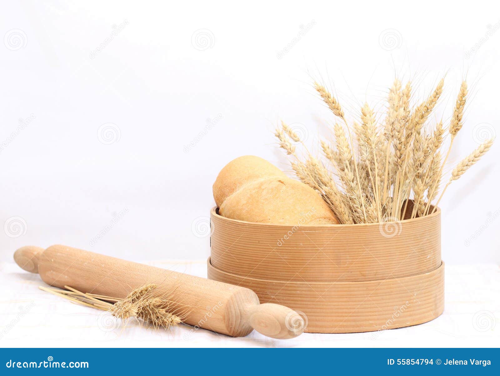 Bread, Ears and Rolling Pin Stock Photo - Image of bakery, seed: 55854794