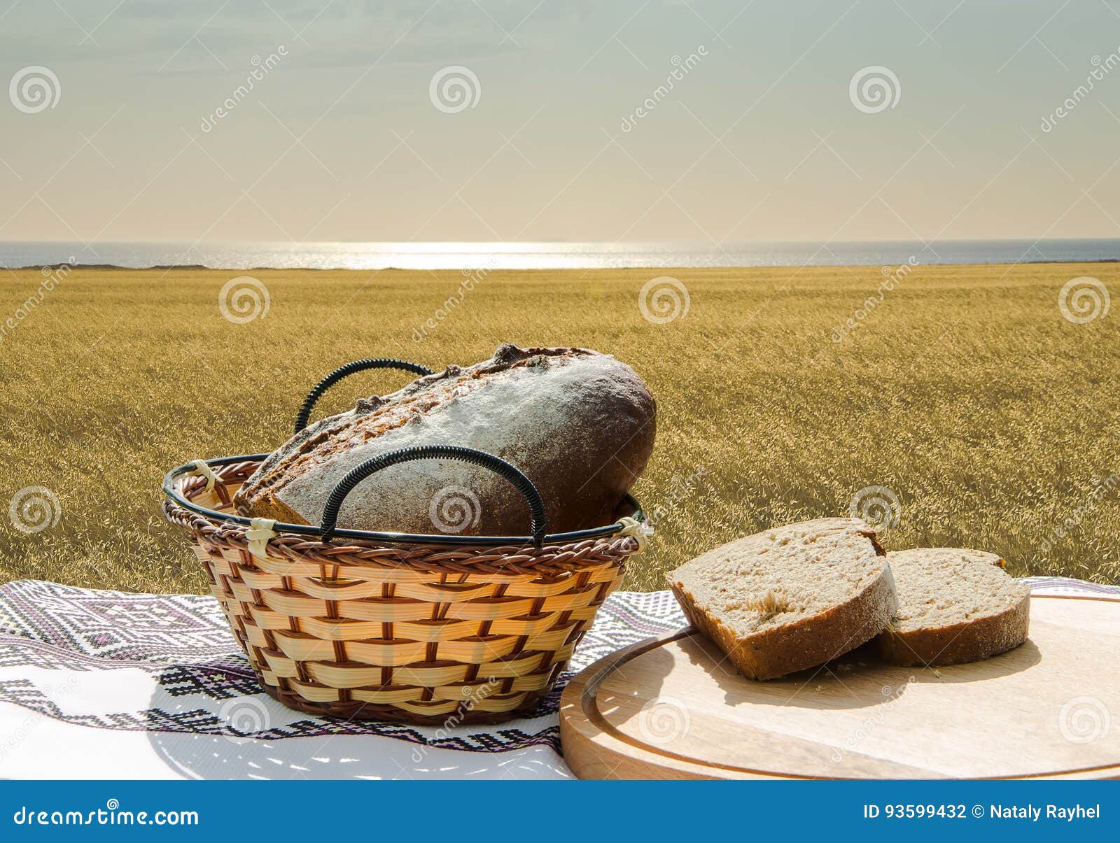 Bread and field stock photo. Image of lifestyles, picnic - 93599432