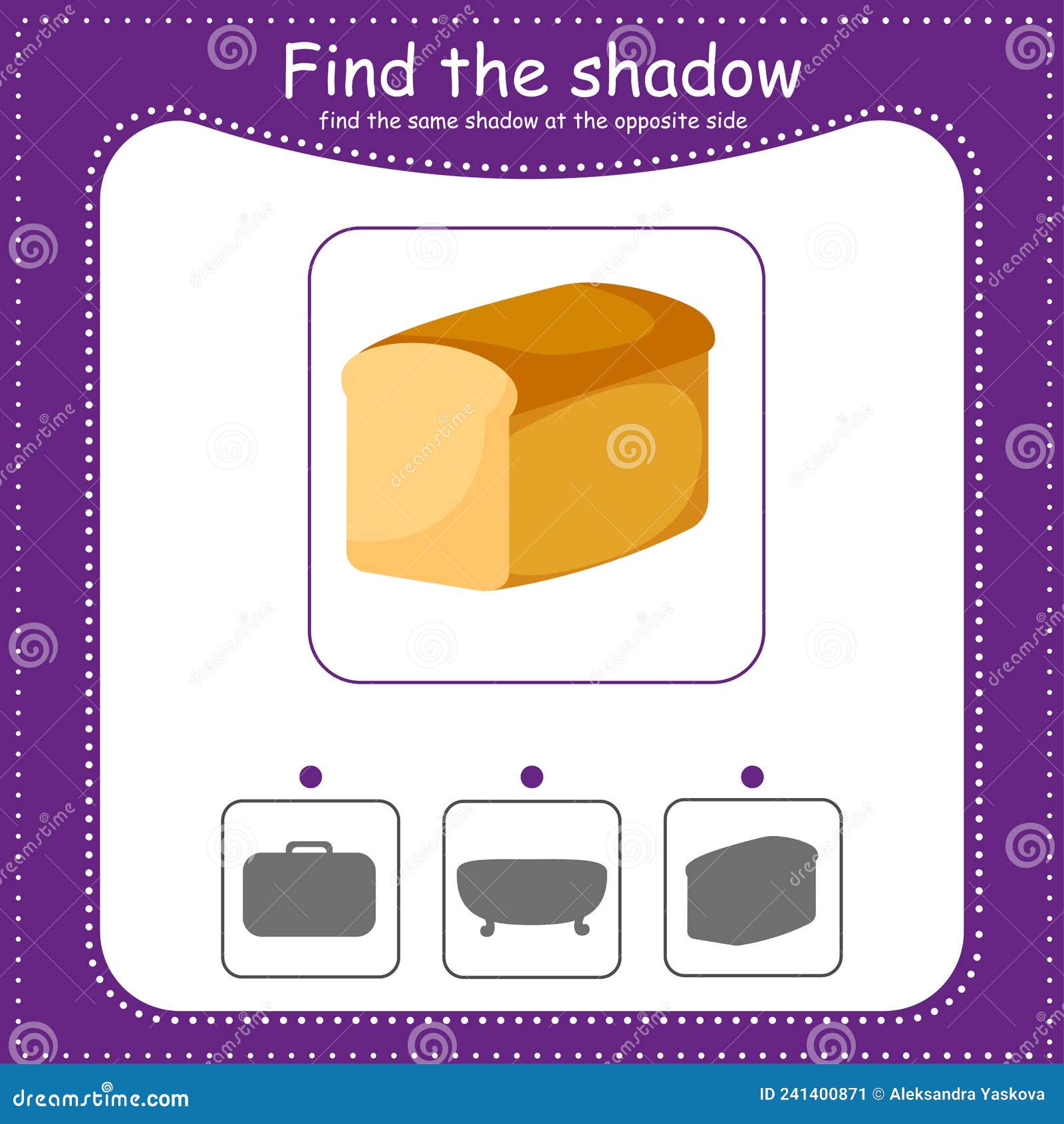 Bread. Find the Correct Shadow Stock Vector - Illustration of learning ...