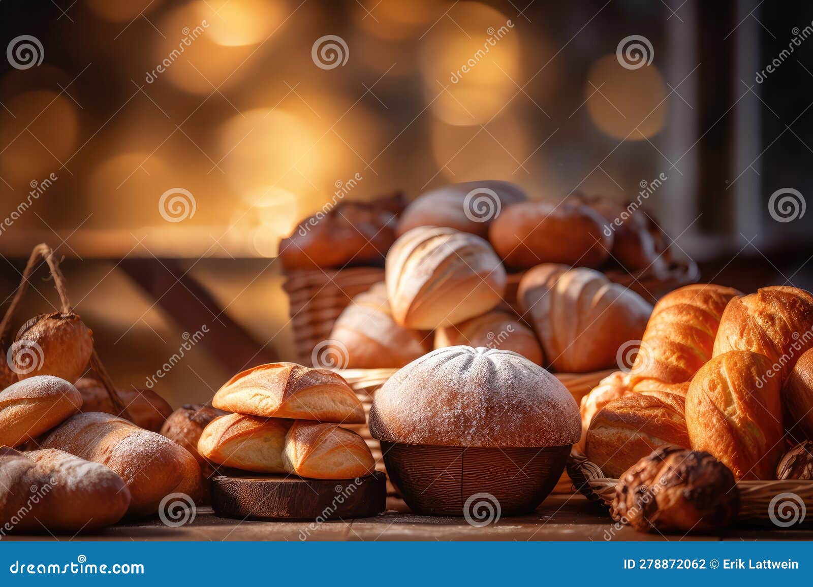 Bread and Fresh Baked Goods in a Bakery - Made with Generative AI Tools ...