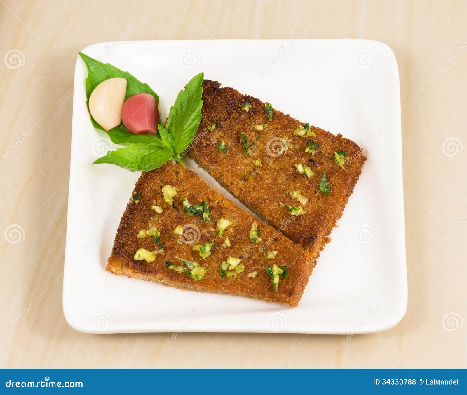 Bread Fried in Oil with Garlic Stock Photo - Image of toasted, bread ...