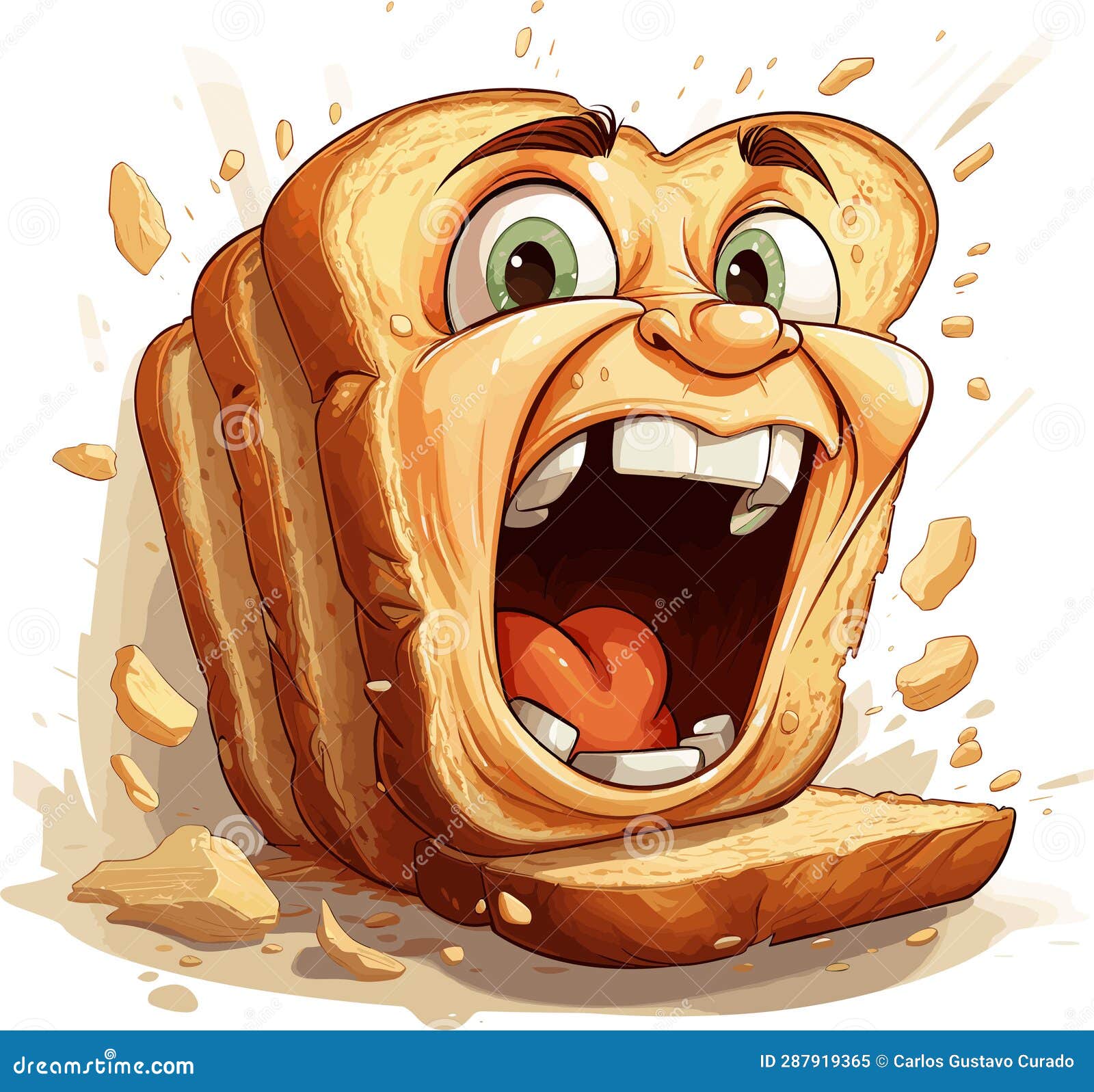 A Bread with a Funny Caricature Face Stock Vector - Illustration of ...