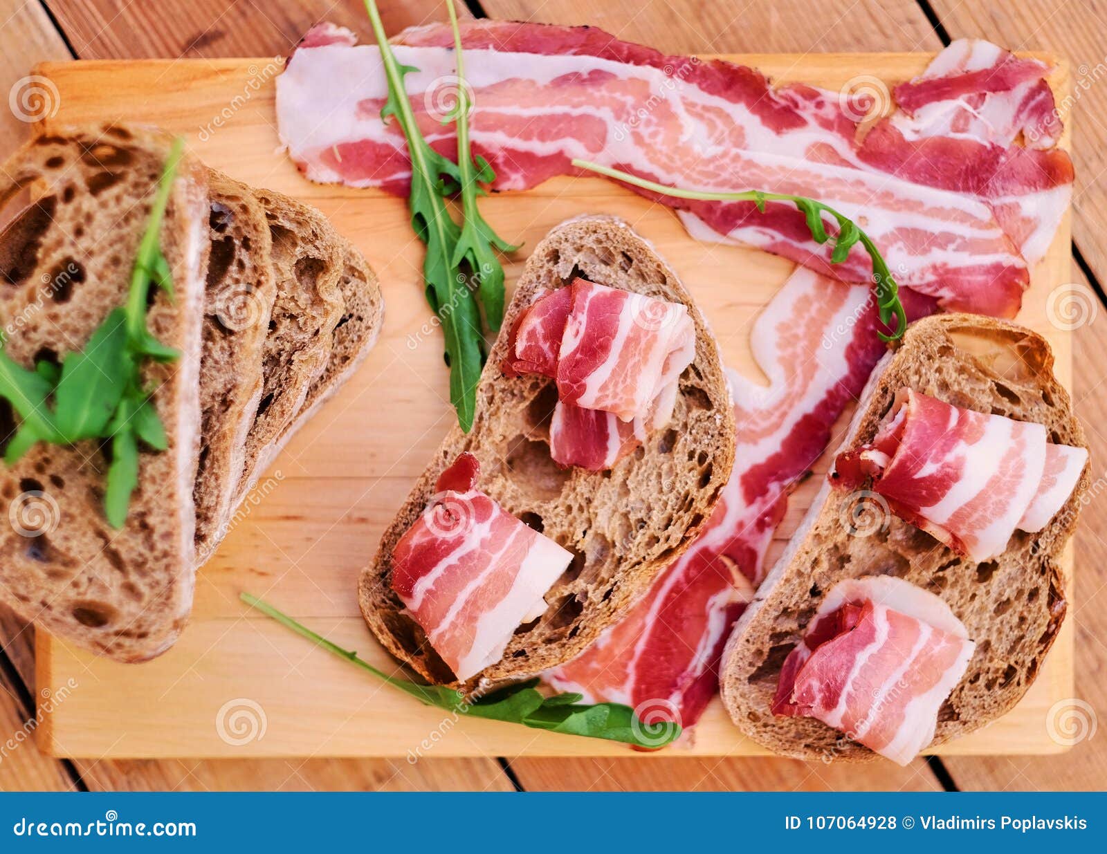 Bread with gourmet meat stock photo. Image of cheese - 107064928