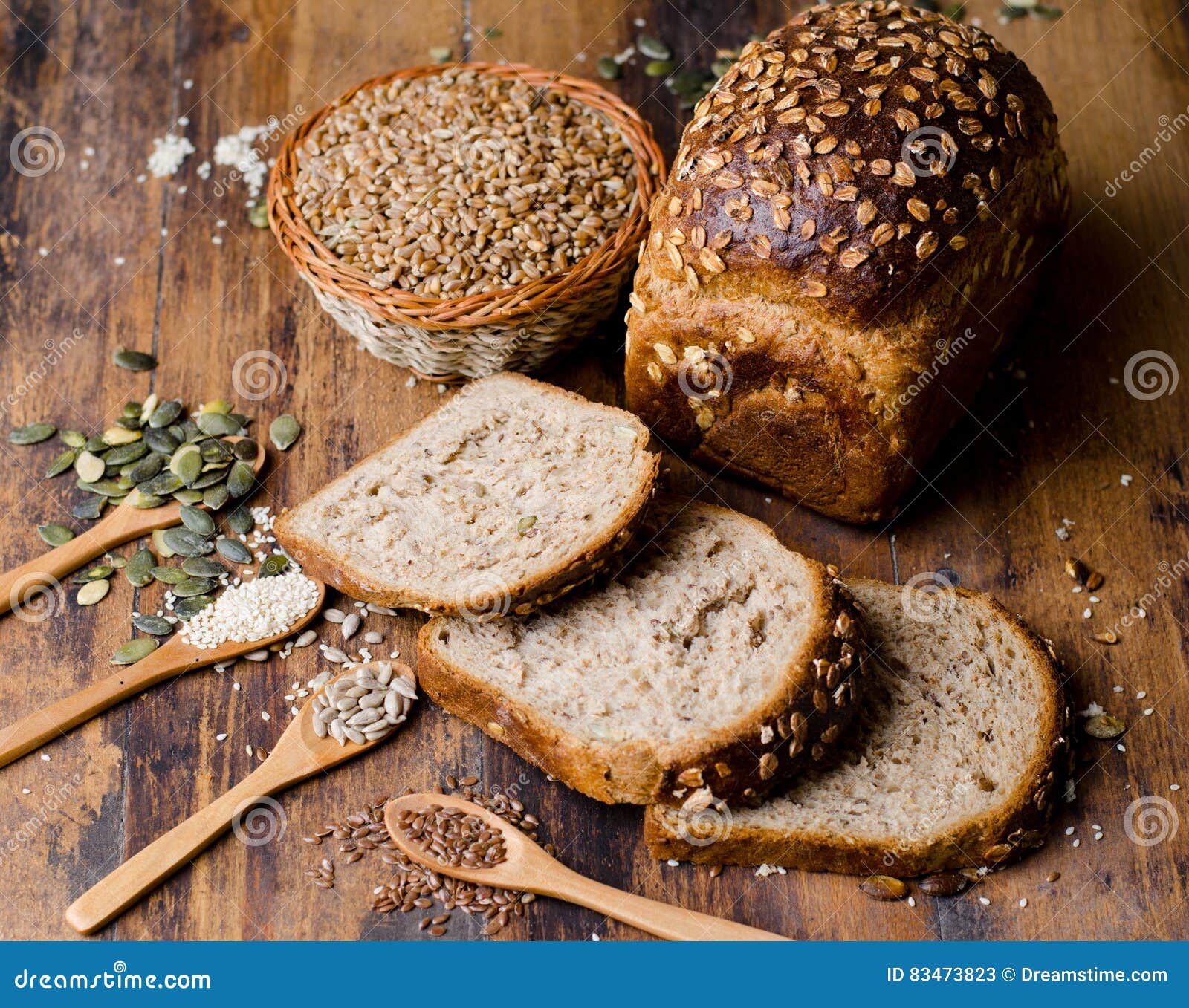 Bread with grains stock image. Image of french, closeup - 83473823