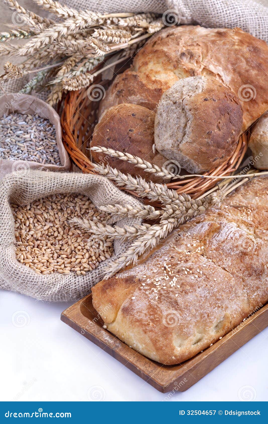 Bread and grains stock image. Image of grain, grains - 32504657